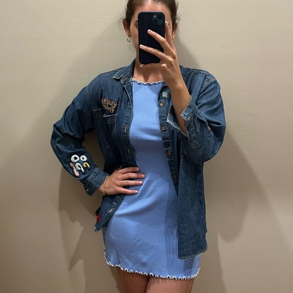 Zara | Jackets & Coats | Zara Patchwork Denim Shacket Size S | Poshmark